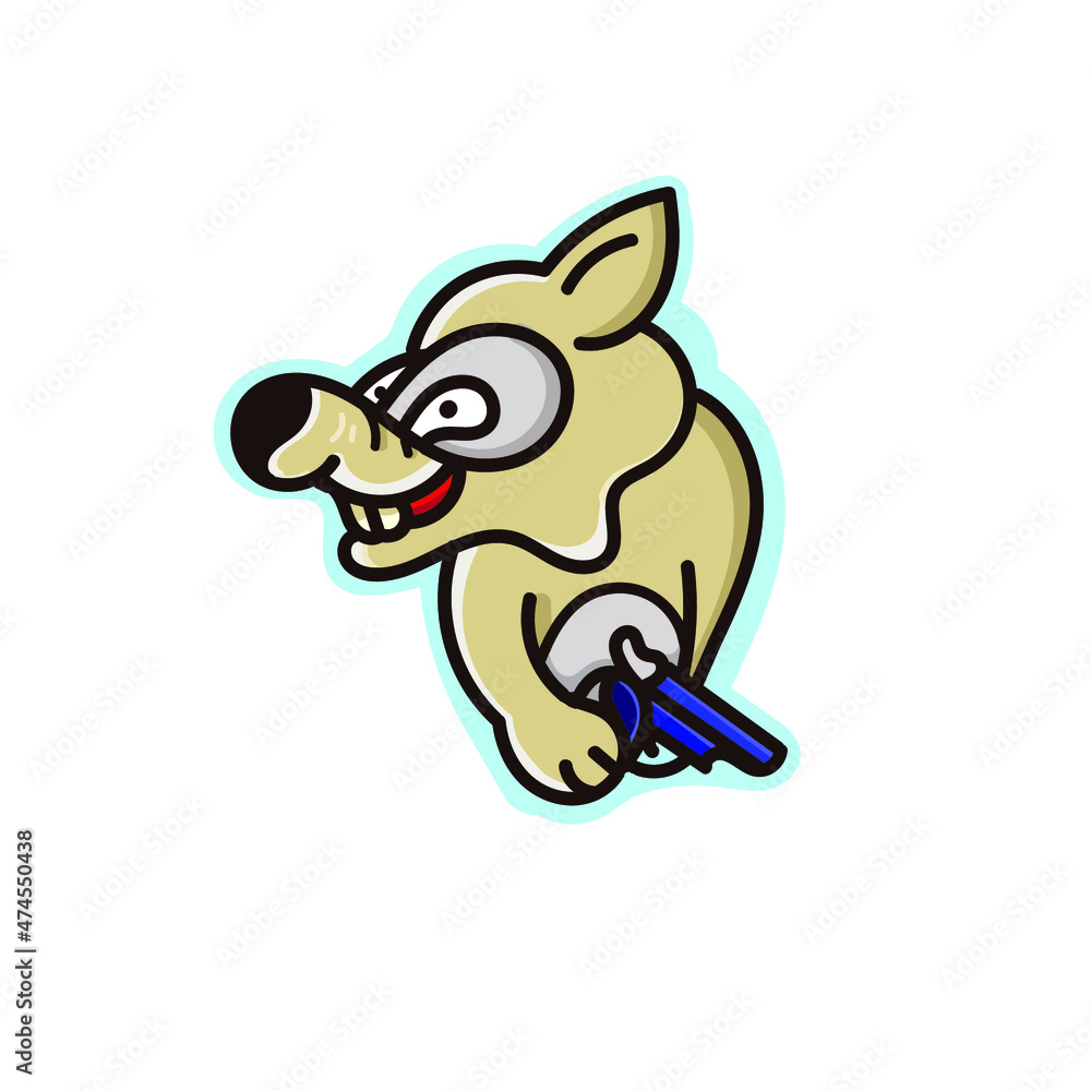 Cartoon Evil Wolf. Image of a wolf carrying a gun in hand. suitable for ...