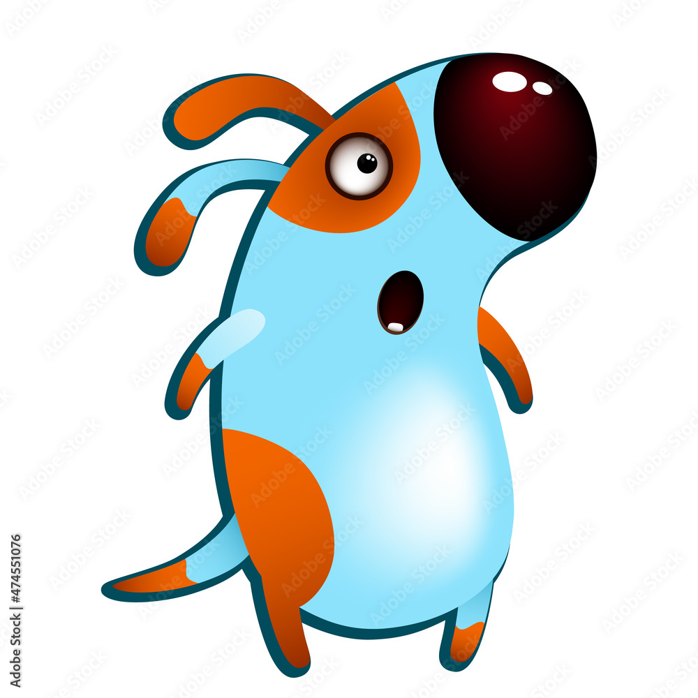 Surprised cartoon little dog on white background. emotion funny puppy ...