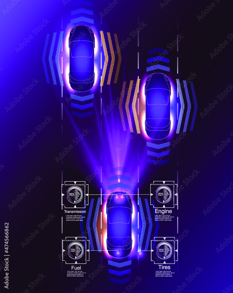 Automatic braking system avoid car crash from car accident. Concept for ...