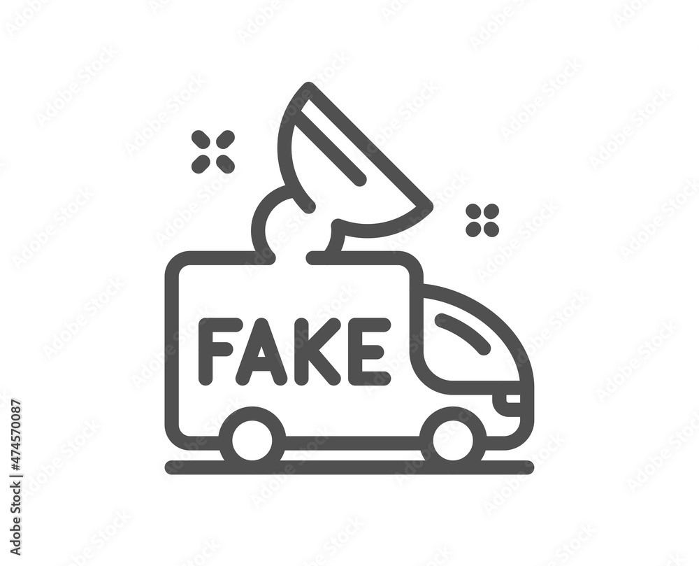 Fake news line icon. Propaganda truck sign. Wrong truth symbol. Quality ...