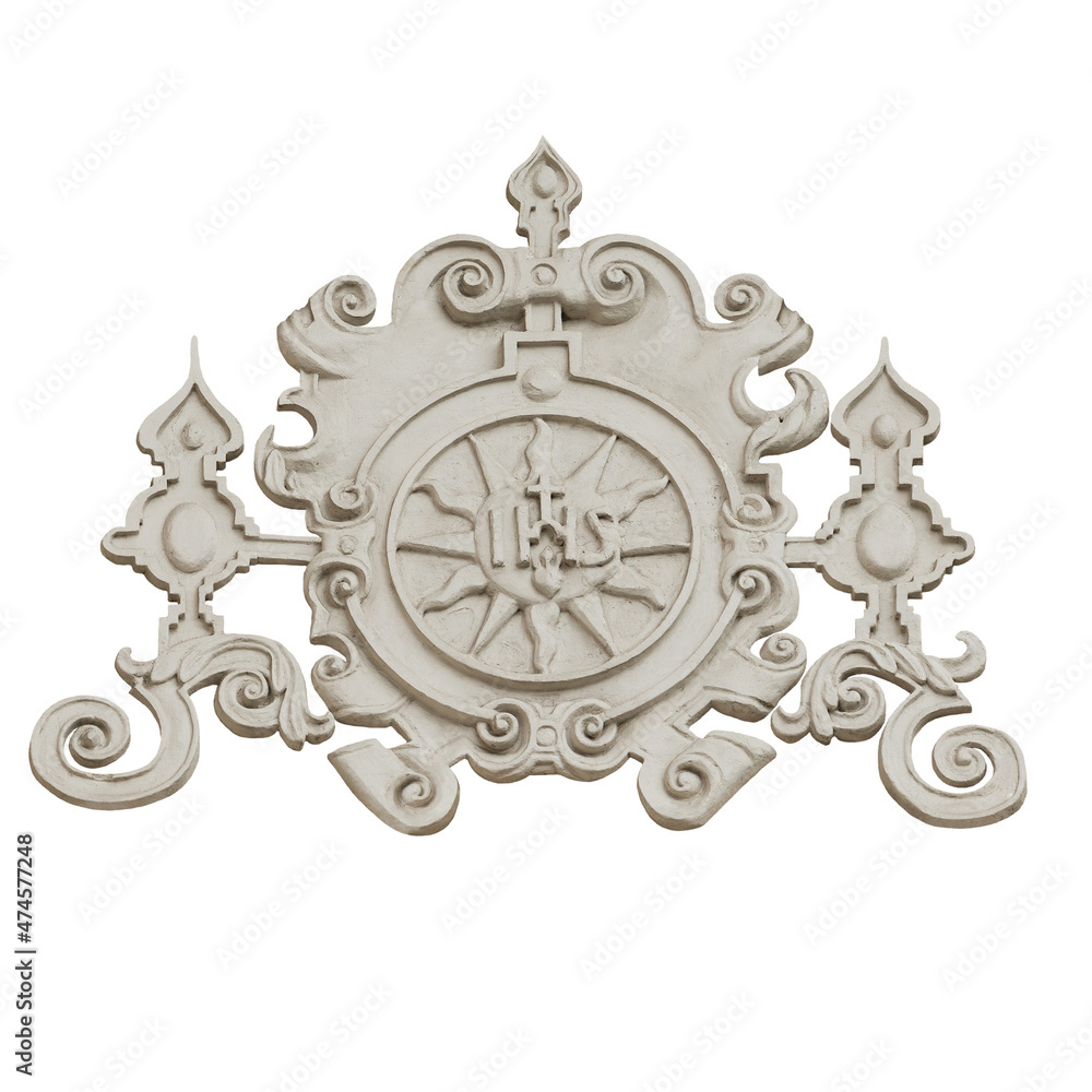 Very nice old IHS sign (Christogram). Isolated on white background ...