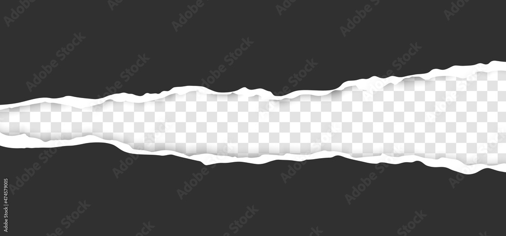 Realistic, torn, ripped strip of grey paper with a light shadow on a ...