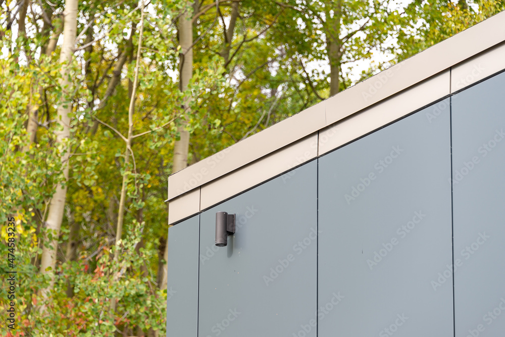 The exterior wall of a contemporary commercial style building with ...