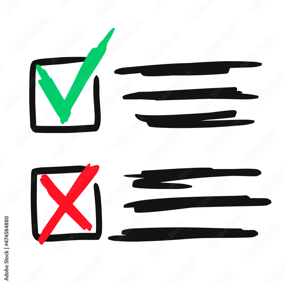 Check and Cross sign elements. Vector buttons for vote, election choice ...