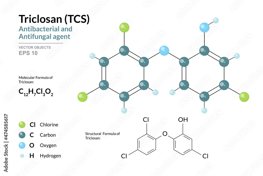 Triclosan. TCS. Antibacterial and Antifungal agent. Antiseptic ...