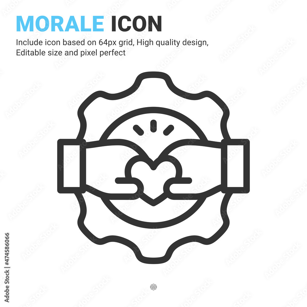 Morale icon vector with outline style isolated on white background ...