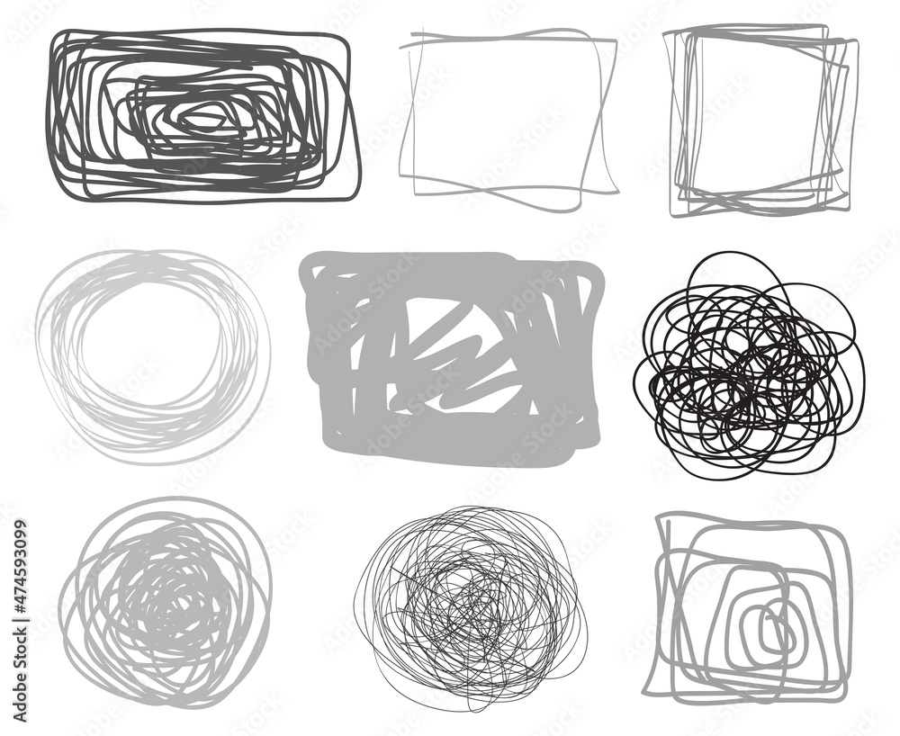 Grunge signs. Big set on white. Hand drawn simple tangled symbols ...