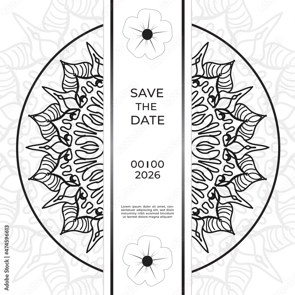 Save The Date invitation card design in henna tattoo style. Decorative ... Save The Date invitation card design in henna tattoo style. Decorative ...