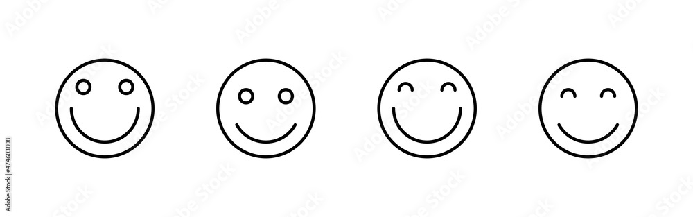 Smile icons set. smile emoticon icon. feedback sign and symbol Stock ...