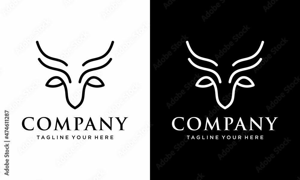 Simple Deer Logo Linear vector, Horns, , moose, Cervinae,muntjac ...