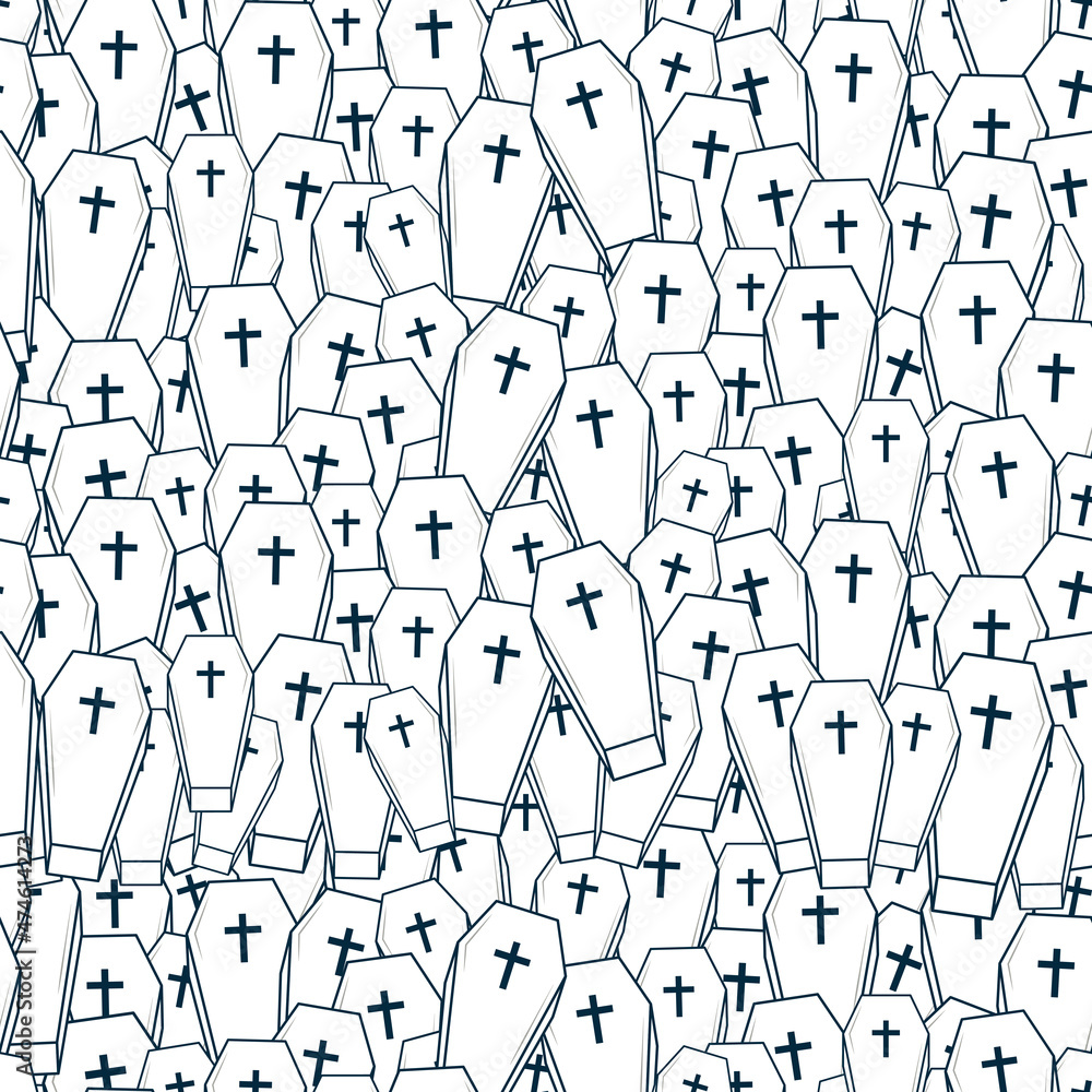 Seamless pattern with coffin outline style. Design for print screen ...