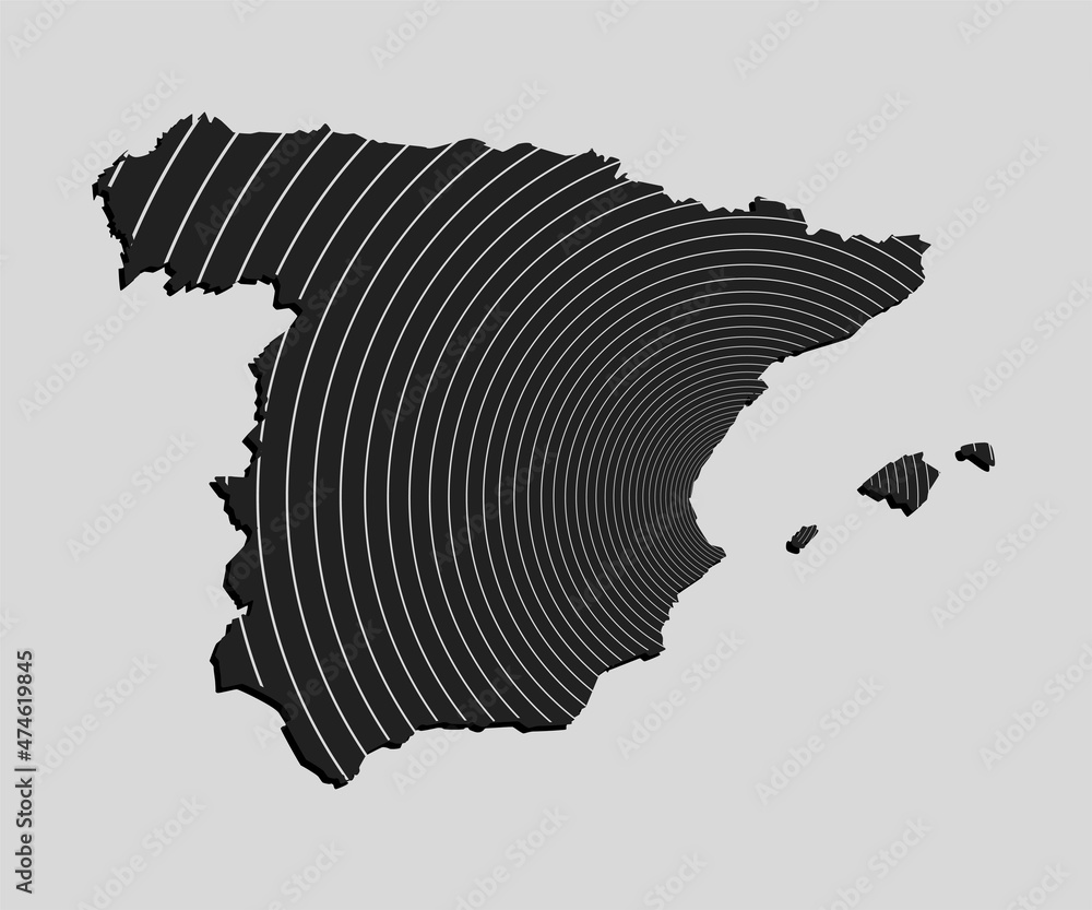 Vector map Spain, country template wave effect Stock Vector | Adobe Stock