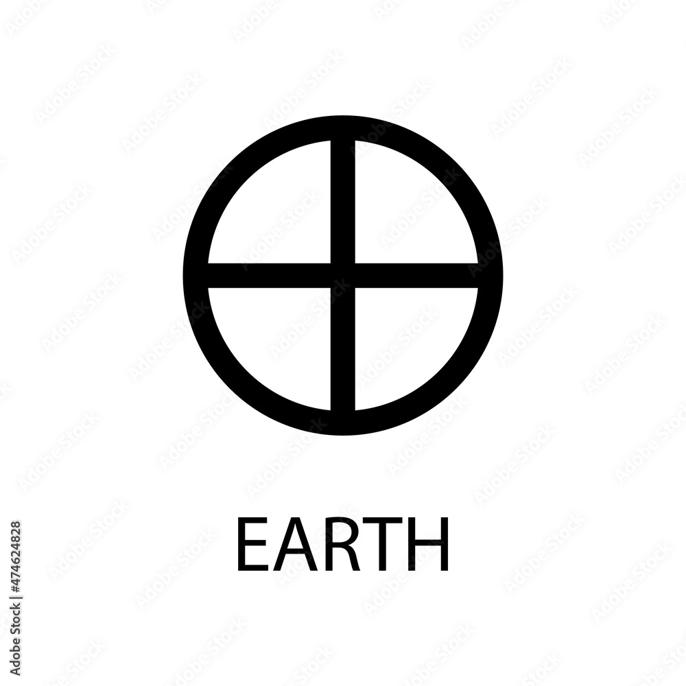 Earth symbol. Planet sign. Vector black sign on white. Astrological ...