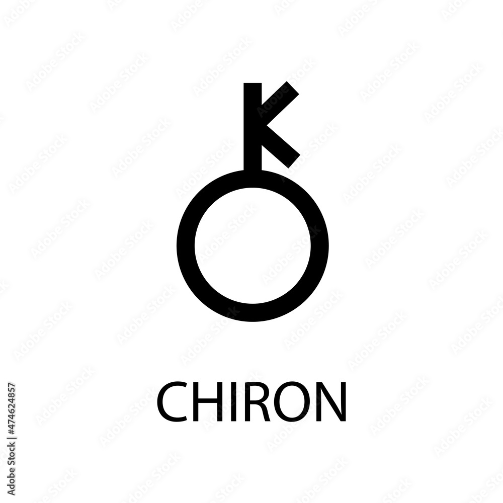 Chiron icon. Planet symbol. Vector black sign on white. Astrological ...