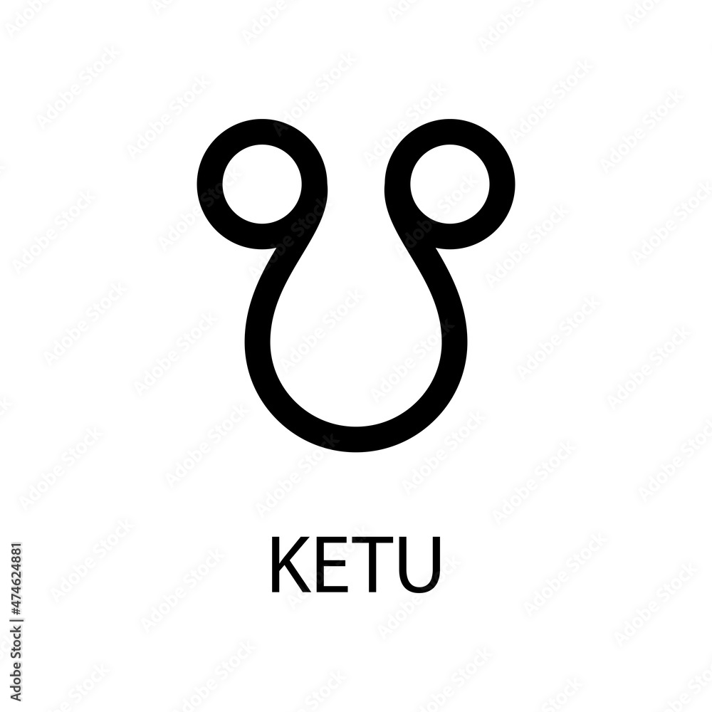 Ketu icon. Descending lunar node. Planet symbol. Vector black sign on ...