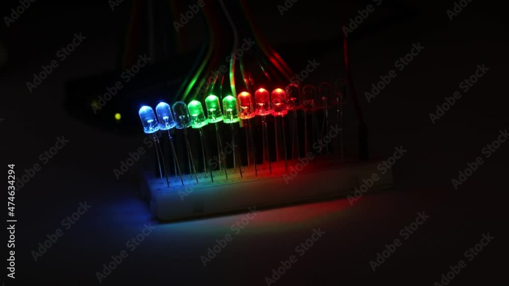 Set of LED diodes displaying different color patterns. LED for ...