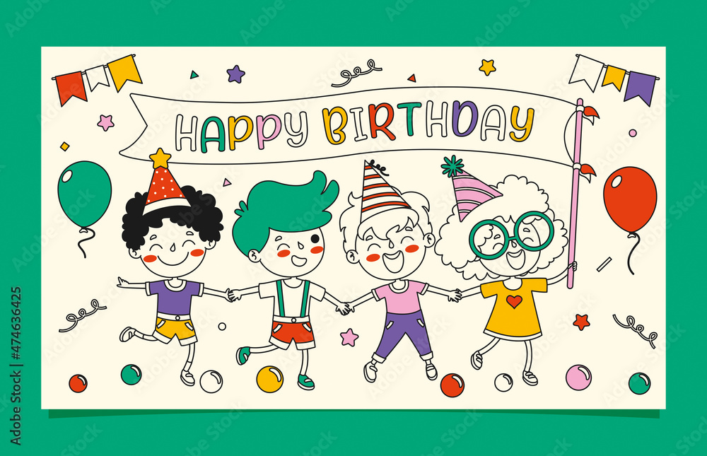 Hand Drawn Cartoon Line Art Stock Vector | Adobe Stock