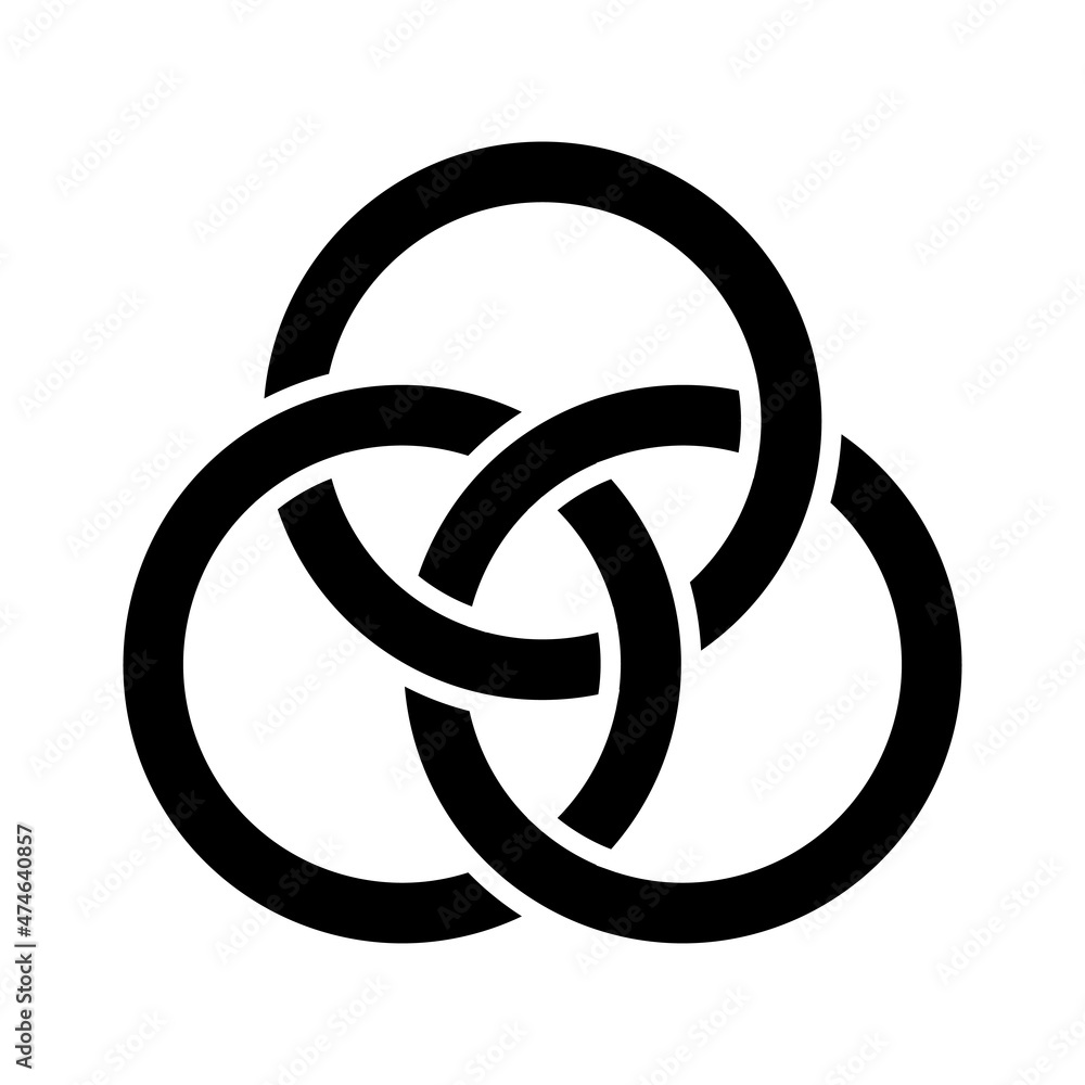 Interconnected circle, logo concept, three connected rings vector ...