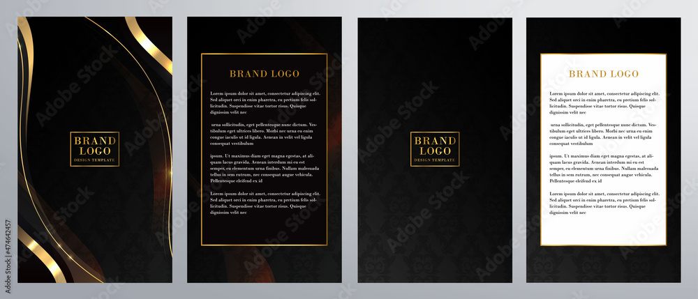 Ornate gold brochure flyer template for fancy invitations weddings ...