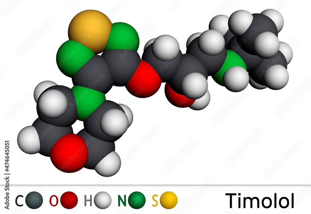 Stockillustratie Timolol, molecule. It is non-selective beta blocker ...
