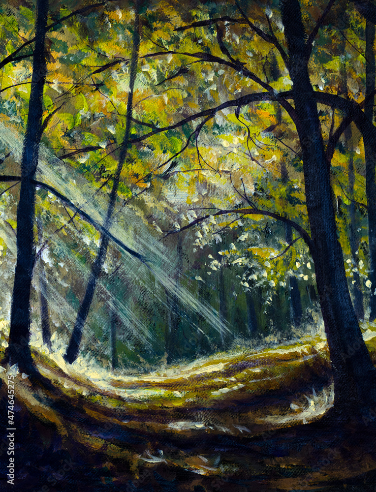 Sunny park forest paintings monet painting claude impressionism paint ...