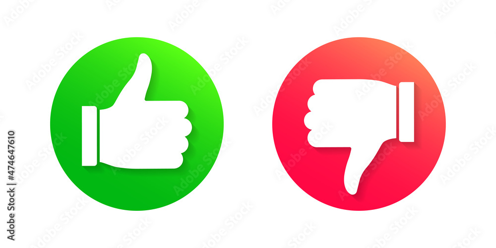 Thumb up and thumbs down icon. Like and dislike, good, positive and ...