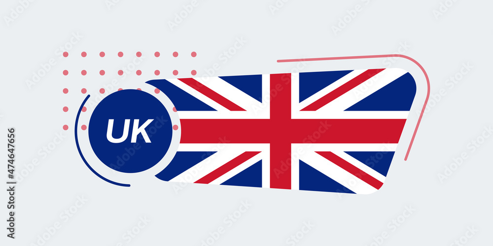 UK flag icon or badge. United Kingdom, British national emblem with ...