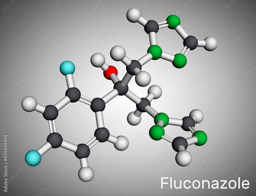 Fluconazole, molecule. It is triazole antifungal medication used to ...