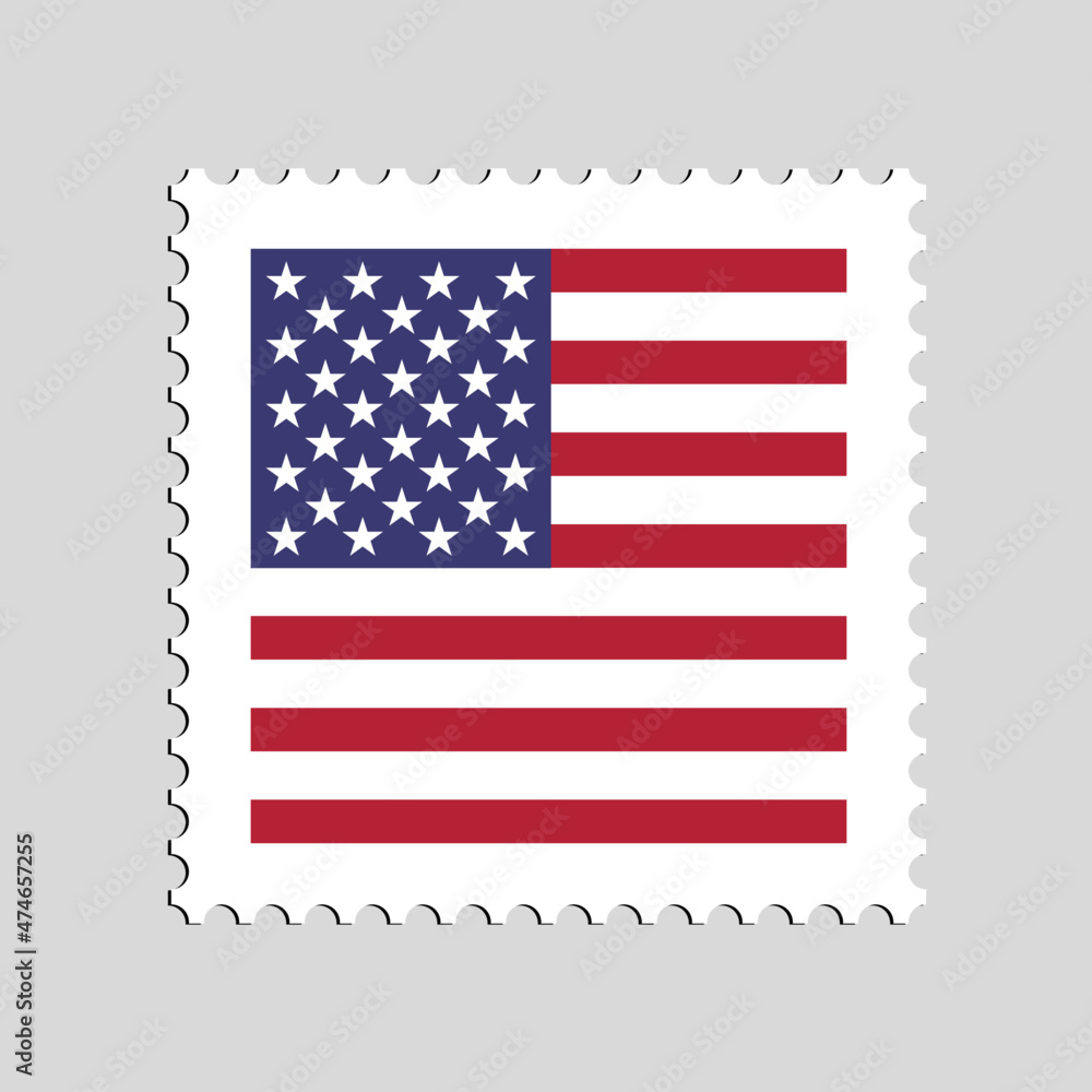 American flag on a squared stamp vector illustration isolated. Travel ...