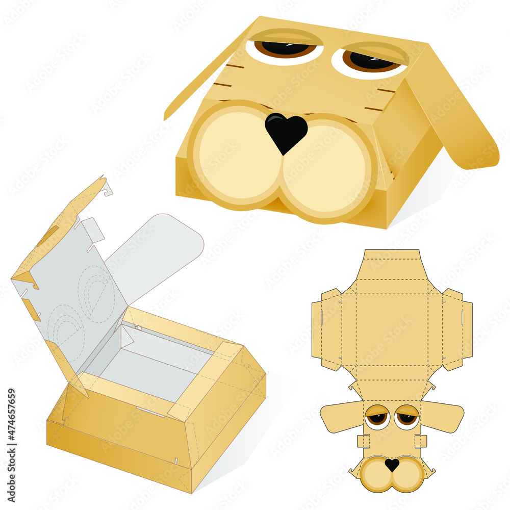 Dog Shaped Gift Box Design. Pinata for Children's Crafts and Holiday ...