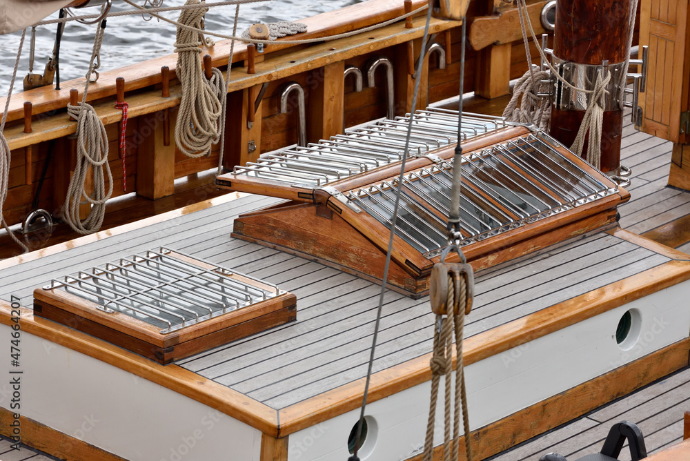 sailing ship's deck with a tilted skylight Stock Photo | Adobe Stock