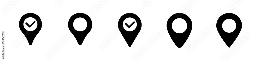 location icon set. Location pin for maps and navigation apps, red ...