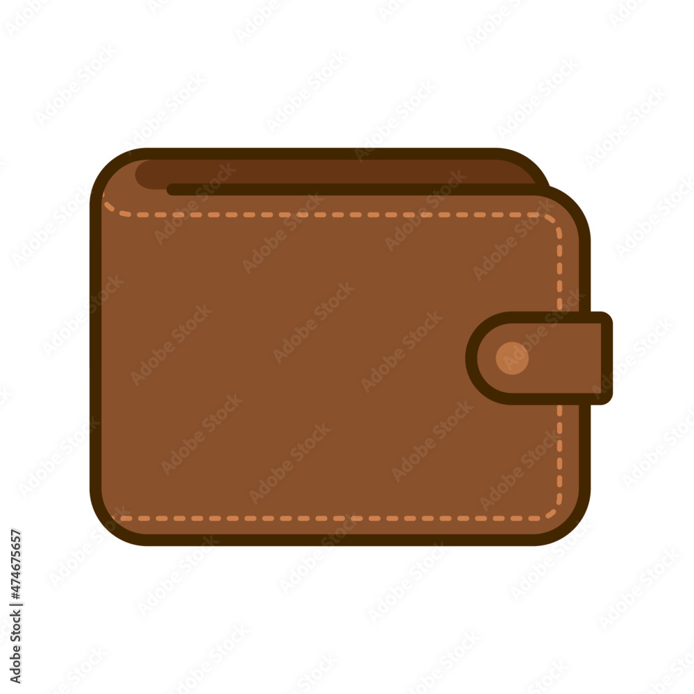mens leather wallet vector illustration bifold gents purse Flat design ...