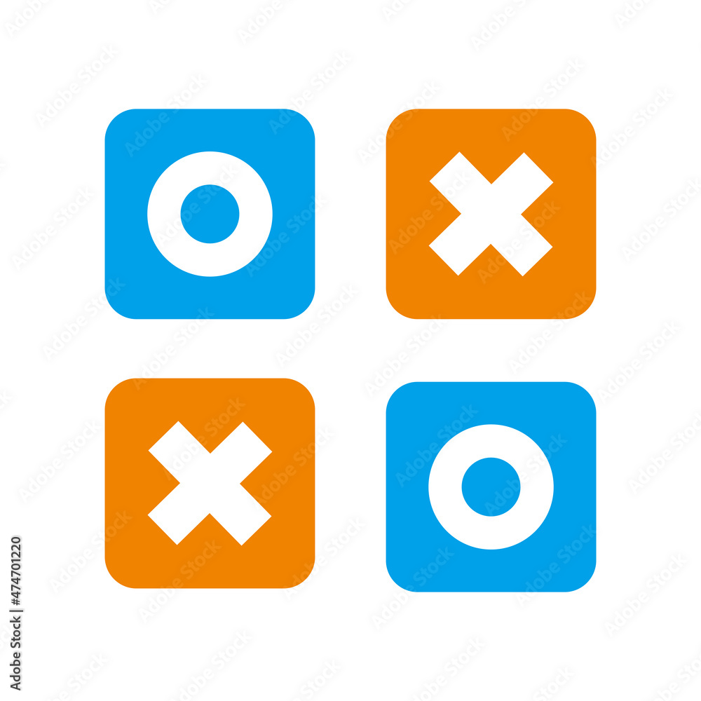 o and x rounded square shape icons, blue circle and orange cross on ...