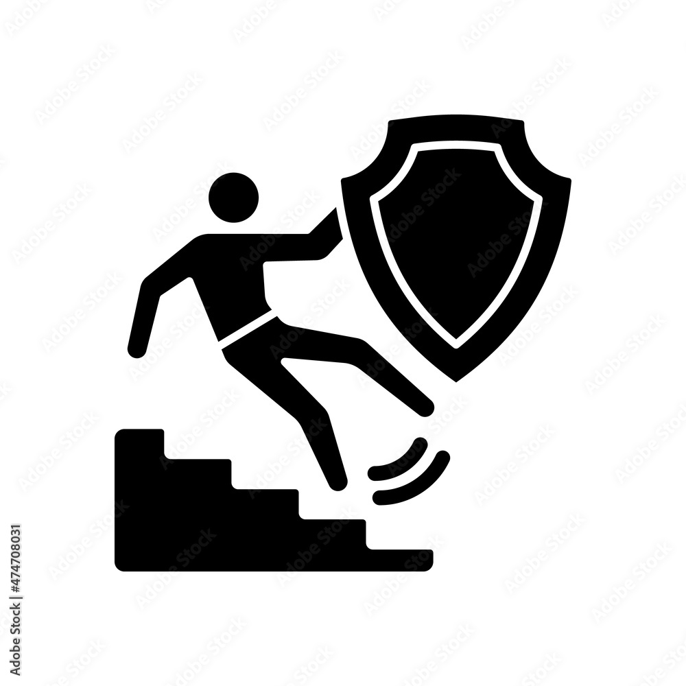 Liability insurance black glyph icon. Protection against claims from ...