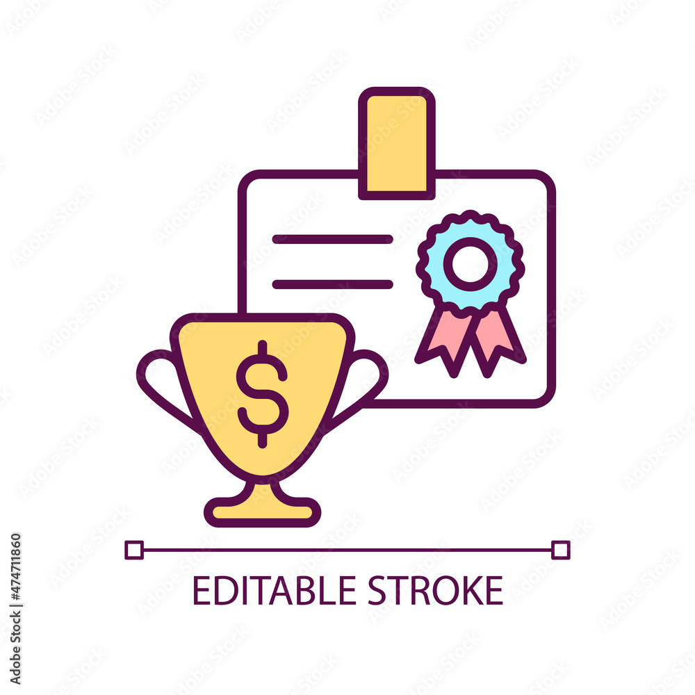 Financial incentive RGB color icon. Rewarding hardworking employee with ...