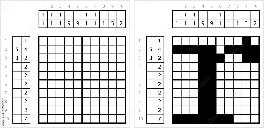 Alphabet R Lowercase Nonogram Pixel Art Stock Vector