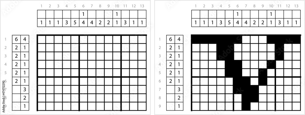 Alphabet R Lowercase Nonogram Pixel Art Stock Vector