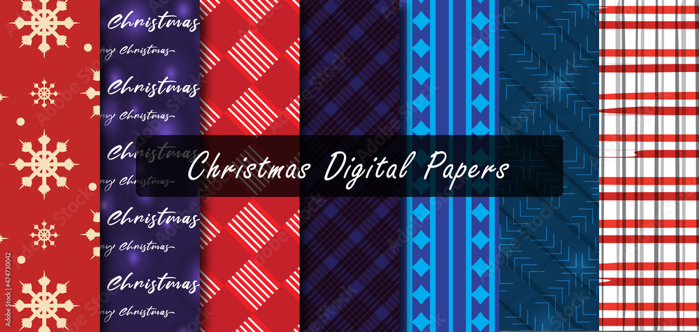 Christmas digital paper,Christmas digital paper pack vector,Digital ...