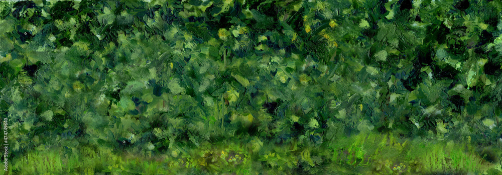 Green bush, hedge. Oil painting. Background for the screensaver. Stock ...
