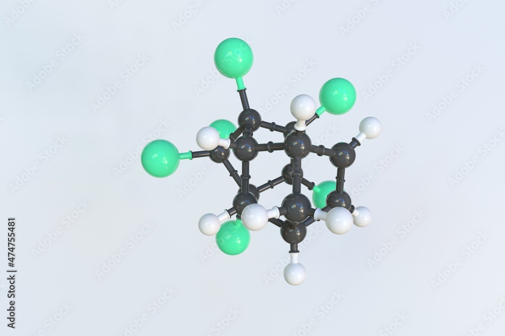 Aldrin molecule, isolated molecular model. 3D rendering Stock ...
