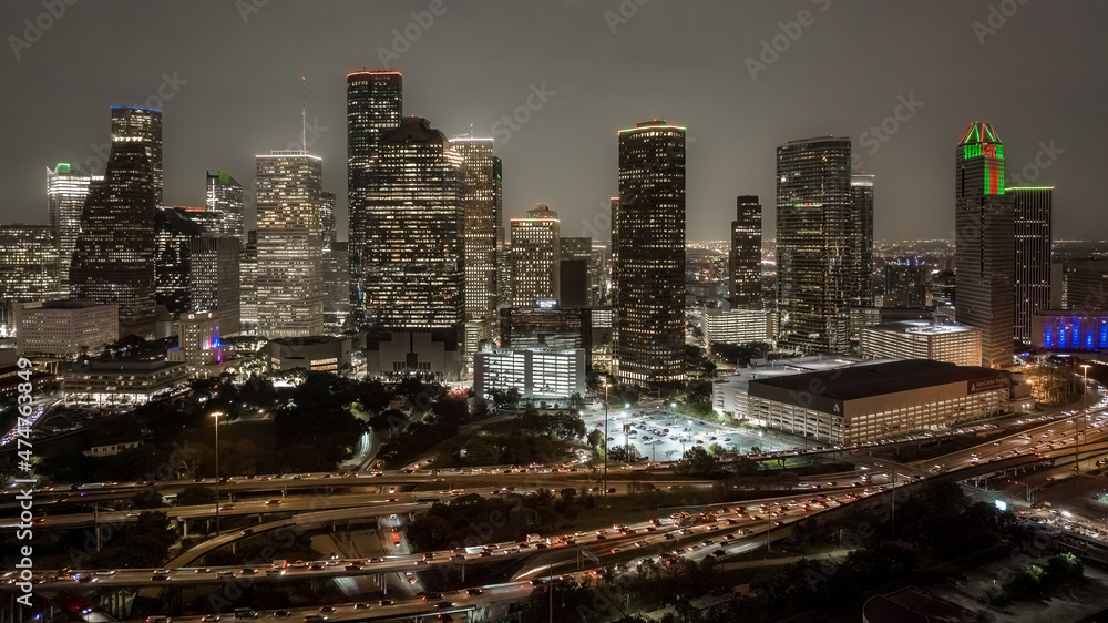 Houston Downtown Skyline from the air Stock Photo | Adobe Stock