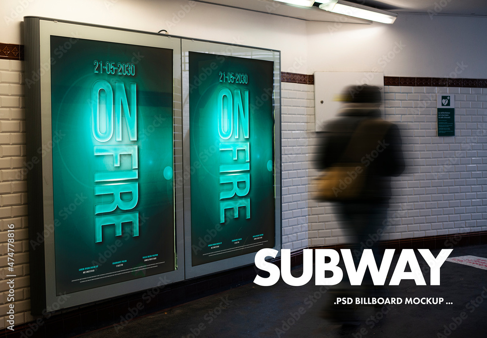 Subway poster design Mockup Stock Template | Adobe Stock