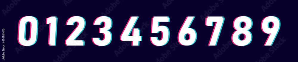 Distorted glitch numbers from zero to nine. Glitch font with distortion ...