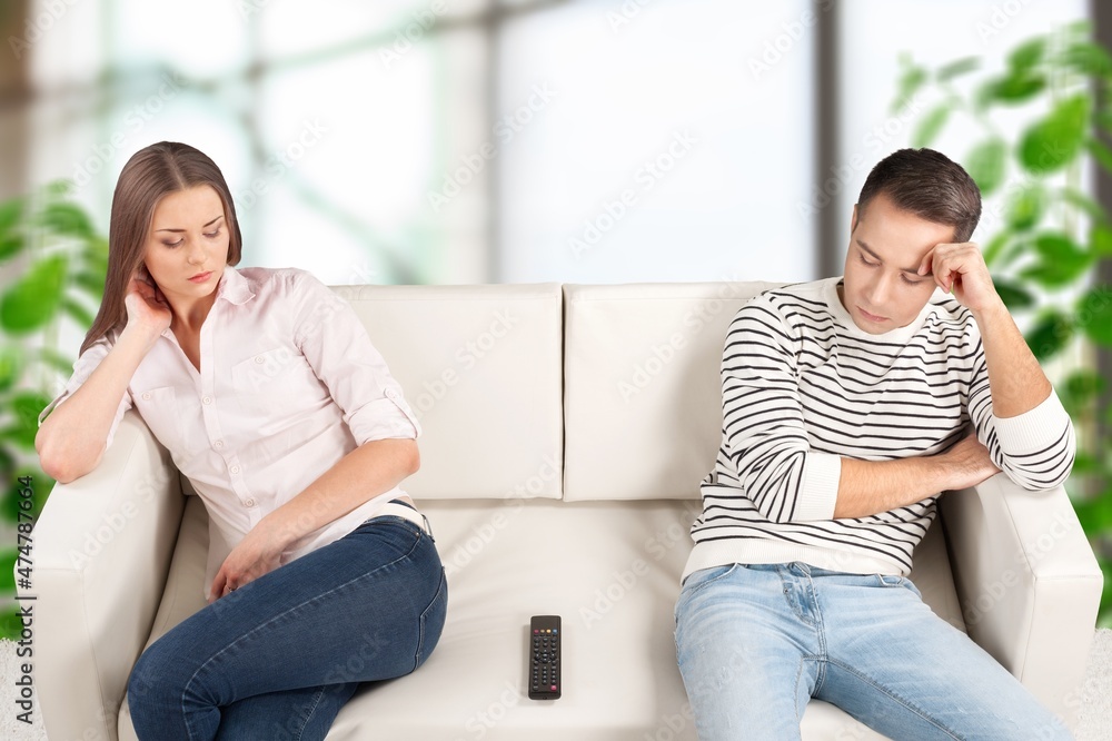 Angry couple sitting. Couple crisis concept Stock Photo | Adobe Stock
