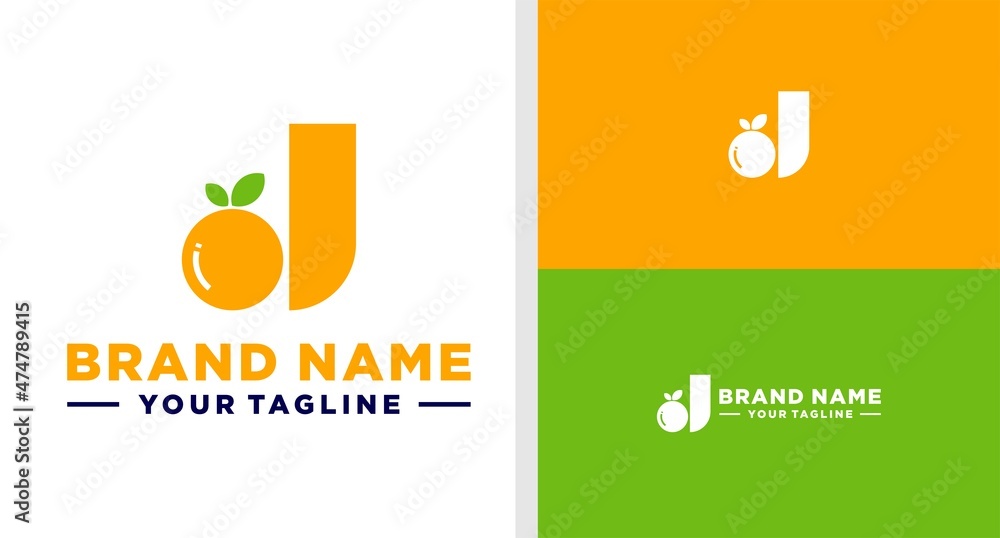 LETTER J LOGO ORANGE FRUIT MONOGRAM EDITABLE Stock Vector | Adobe Stock
