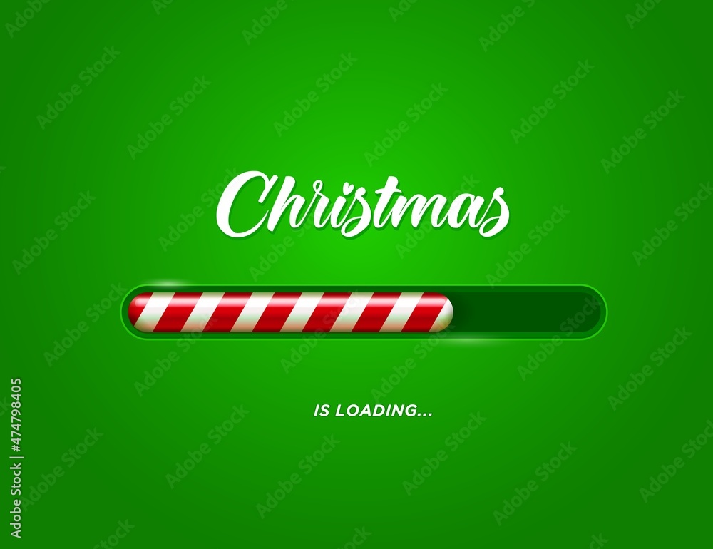 Christmas loading bar with candy cane red white striped ornament ...