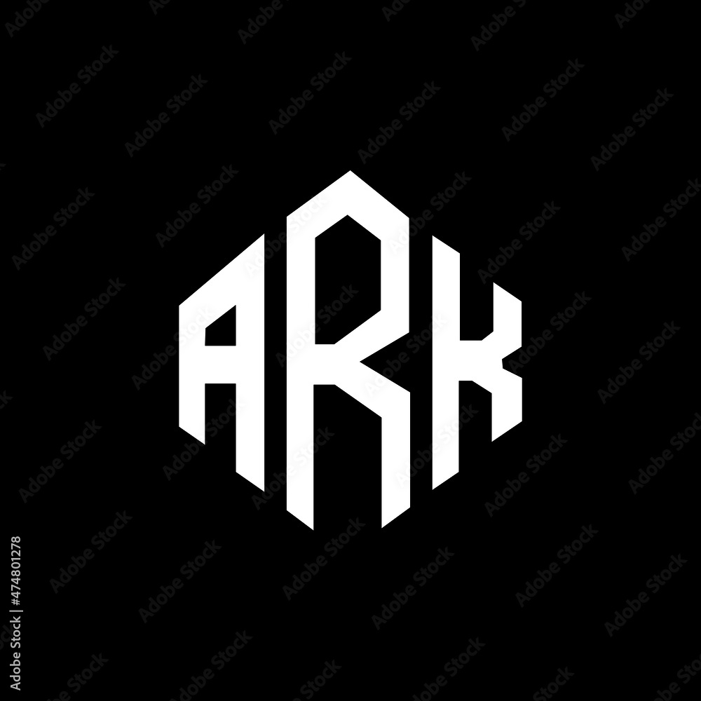 ARK letter logo design with polygon shape. ARK polygon and cube shape ...