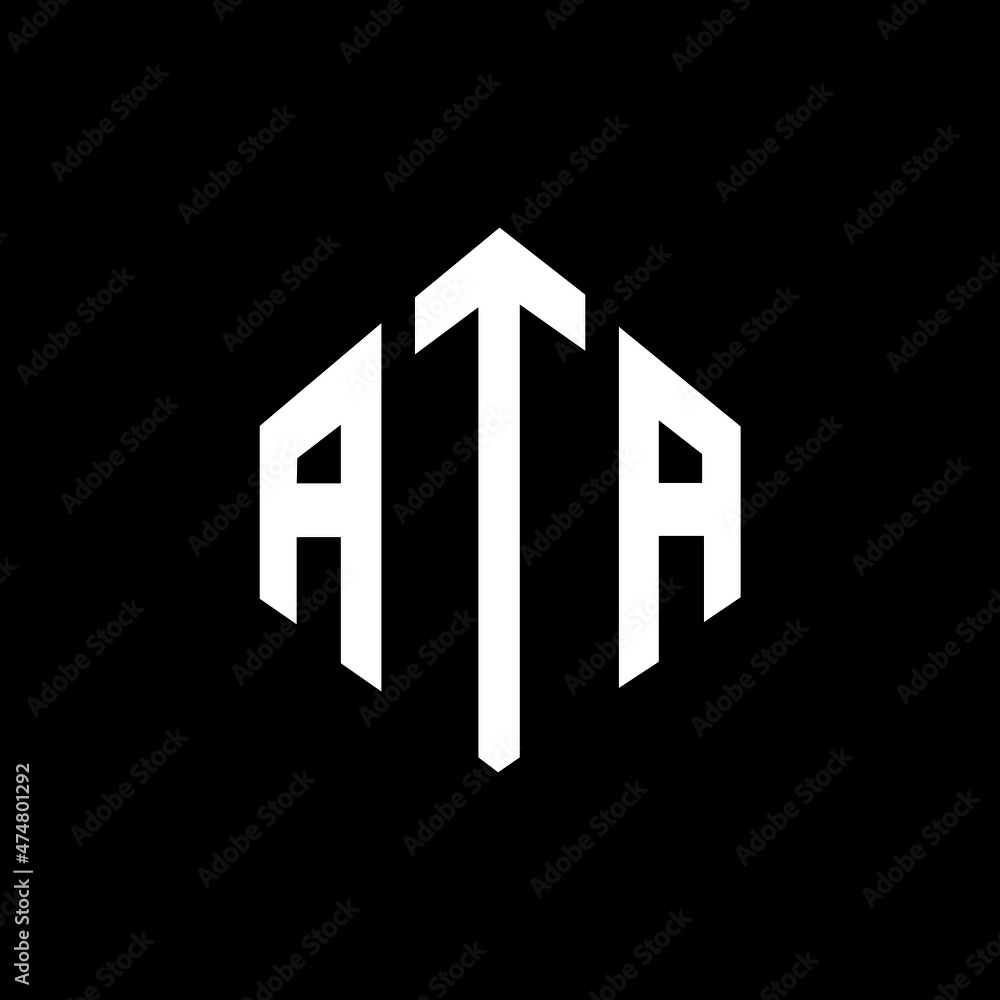 ATA letter logo design with polygon shape. ATA polygon and cube shape ...