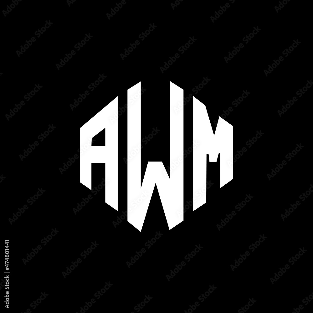 AWM letter logo design with polygon shape. AWM polygon and cube shape ...